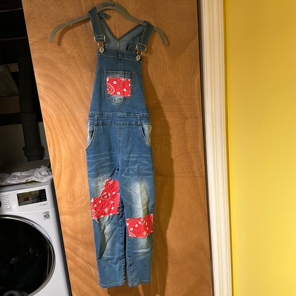 Costumes | Hiphop Overalls With Red Patches On The Knees And Bedazzled ...
